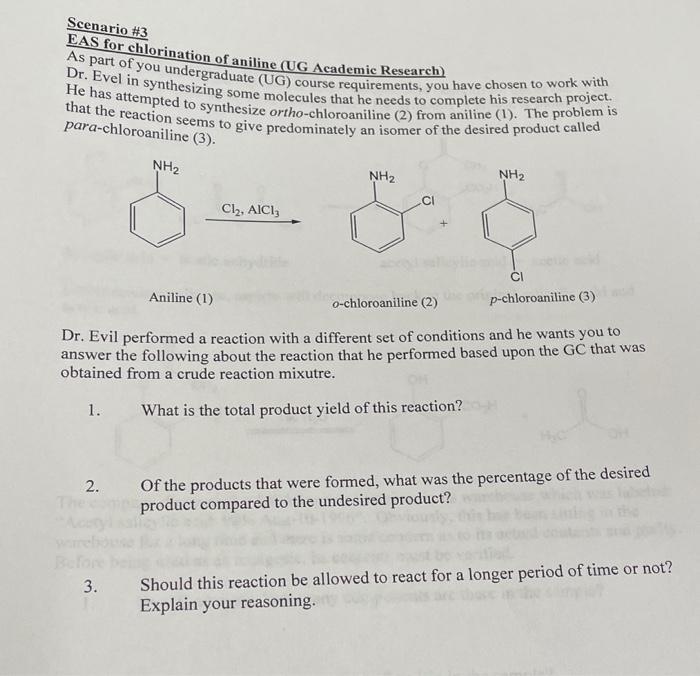 Scenario #3 EAS for chlorination of aniline (UG | Chegg.com