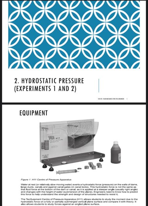 2. HYDROSTATIC PRESSURE (EXPERIMENTS 1 AND 2) MORE | Chegg.com