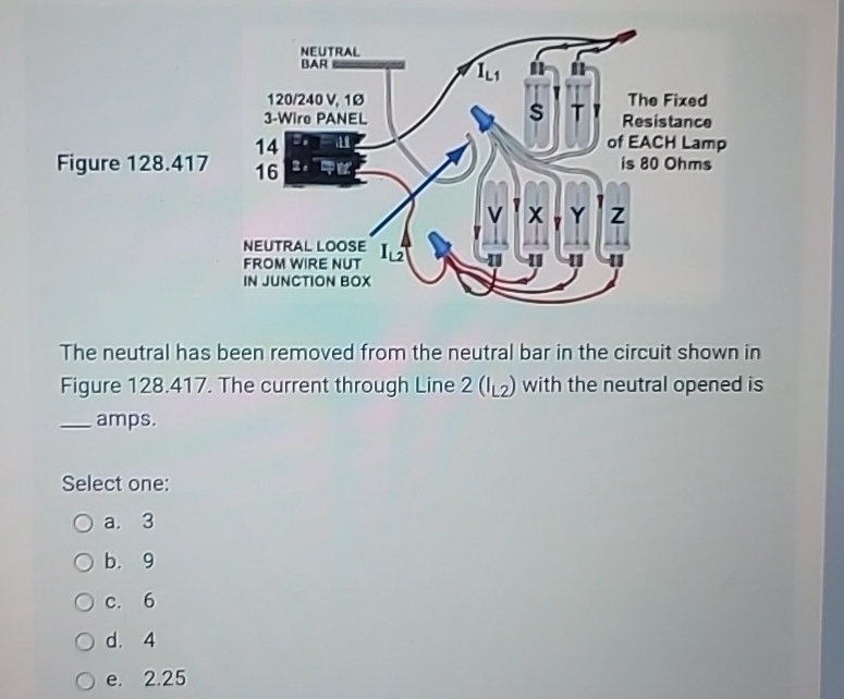Solved The neutral has been removed from the neutral bar in | Chegg.com