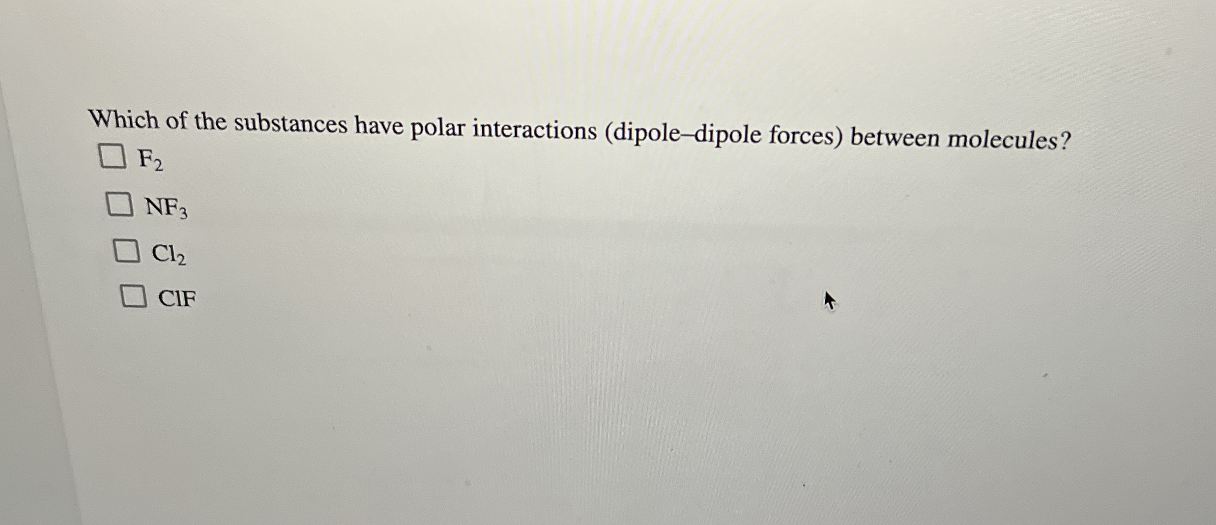 Solved Which of the substances have polar interactions | Chegg.com