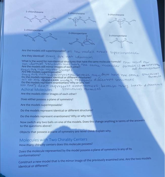 Solved 1-chlorohexane 2.chlorohexane 3-chlorohexane | Chegg.com