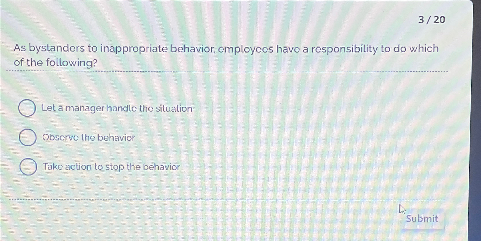 Solved 320As bystanders to inappropriate behavior, employees | Chegg.com