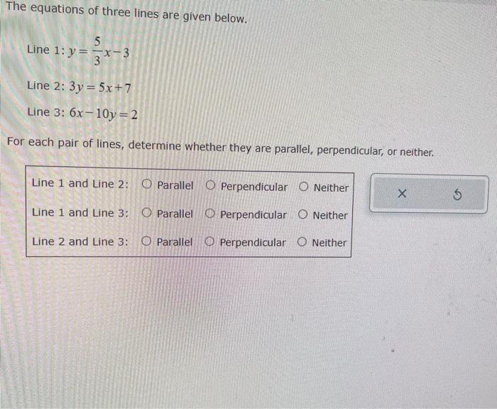 Solved Write equations for the vertical and horizontal lines | Chegg.com