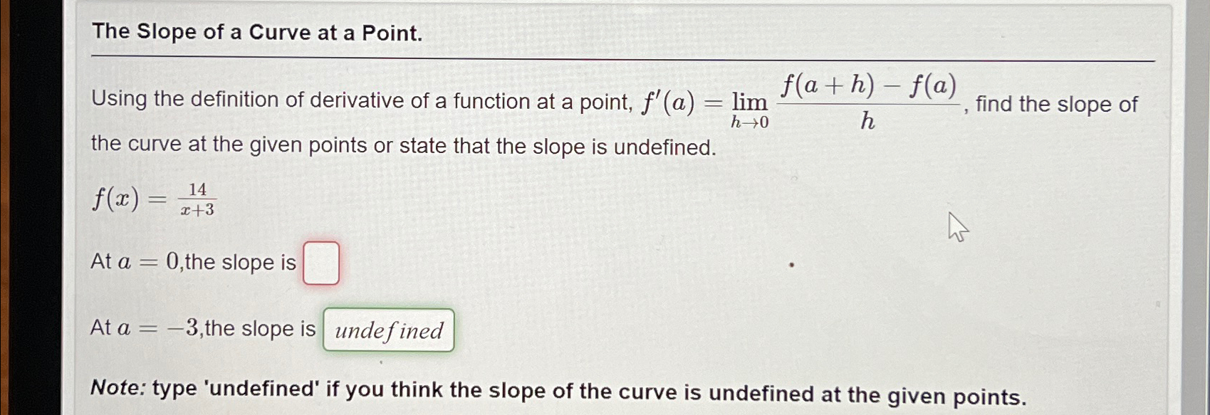 Solved The Slope of a Curve at a Point.Using the definition | Chegg.com