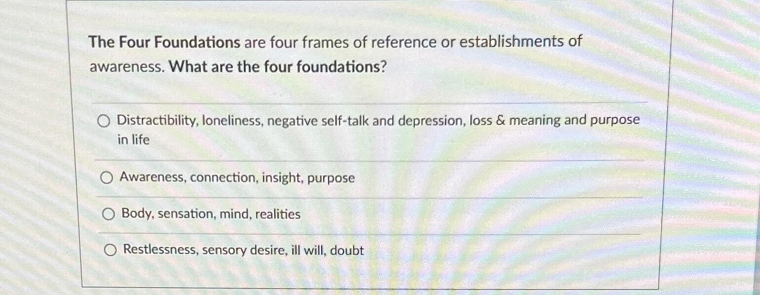 Solved The Four Foundations are four frames of reference or | Chegg.com