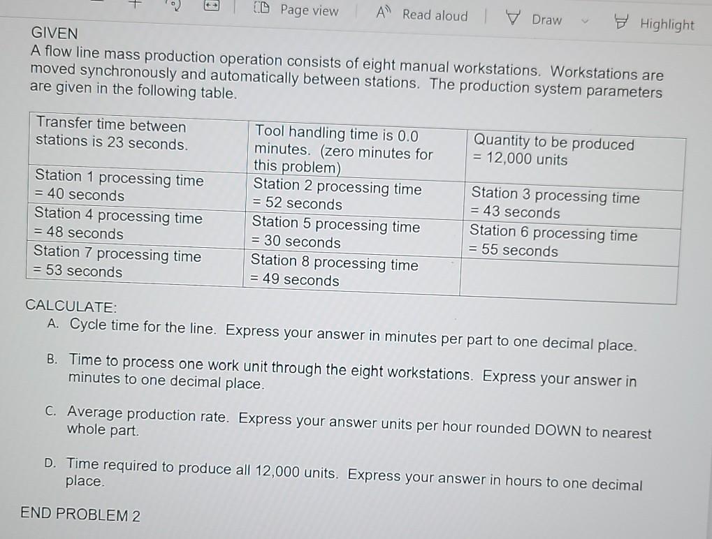 Solved CD Page view AV Read aloud Draw Highlight GIVEN A | Chegg.com