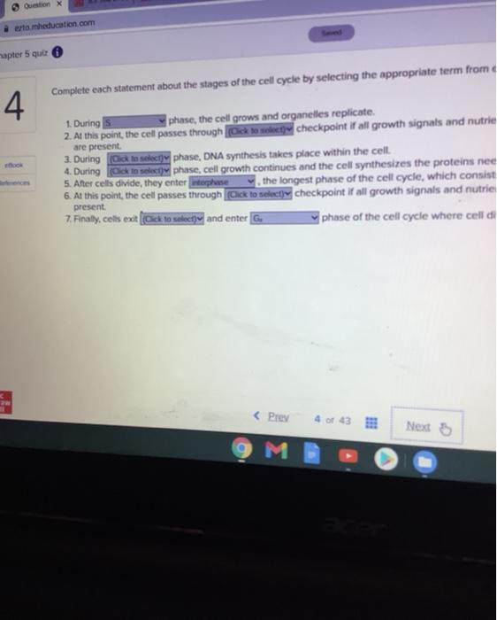 Solved Complete each statement about the stages of the cell | Chegg.com