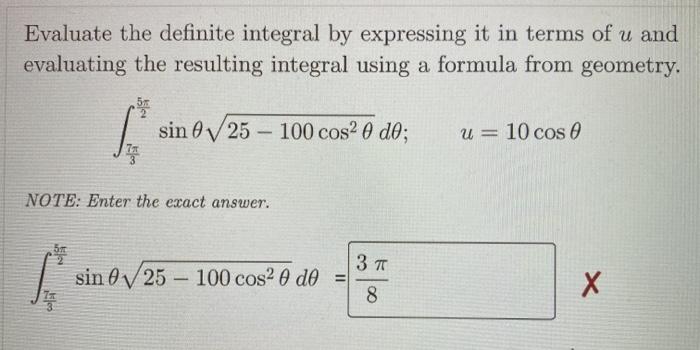 Solved Evaluate the definite integral by expressing it in | Chegg.com