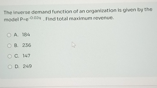 Solved The inverse demand function of an organization is | Chegg.com