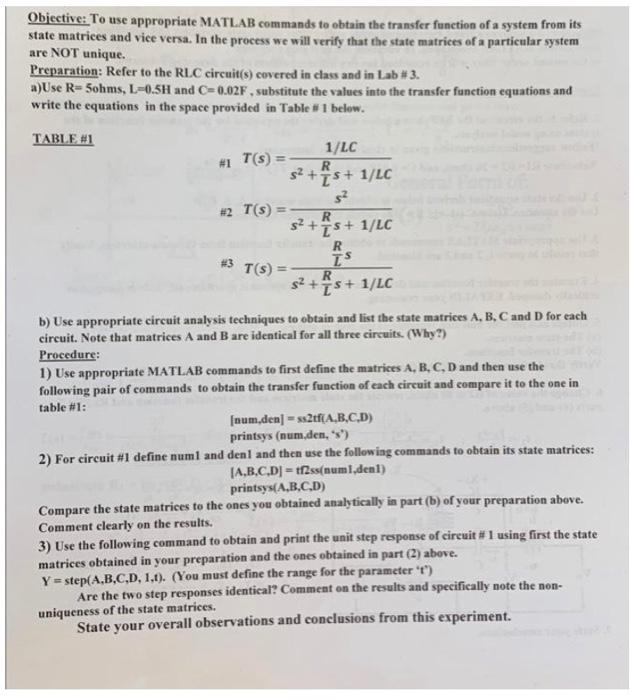 Solved Objective To Use Appropriate Matlab Commands To 7704