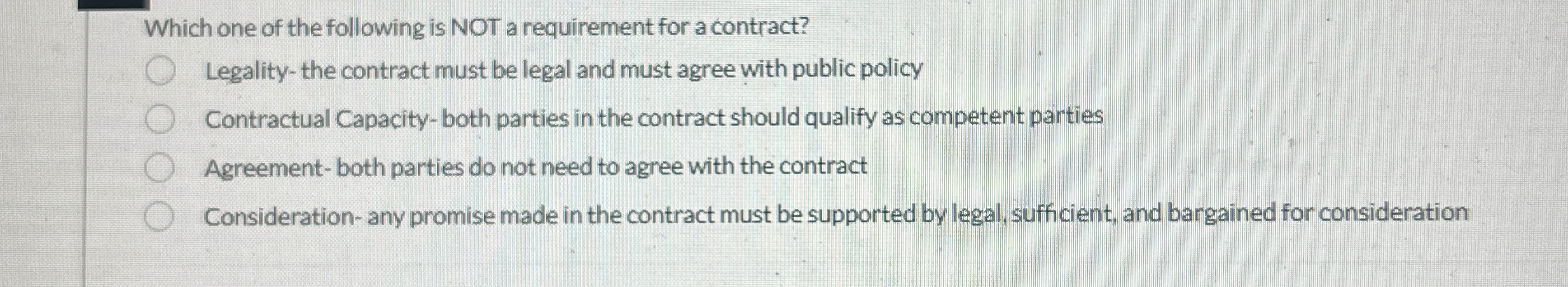 Solved Which one of the following is NOT a requirement for a | Chegg.com