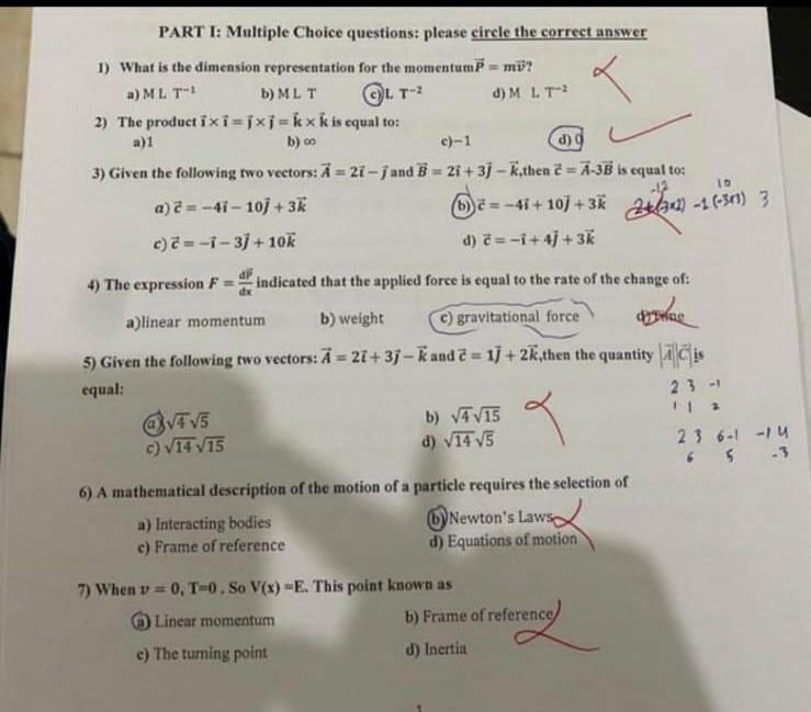 Solved PART I: Multiple Choice questions: please circle the | Chegg.com