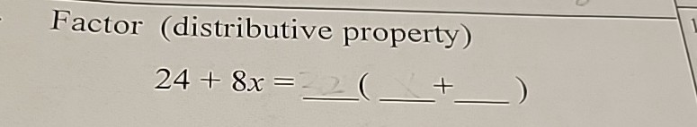 Solved Factor (distributive property)24+8x=-2(dots+ ) | Chegg.com