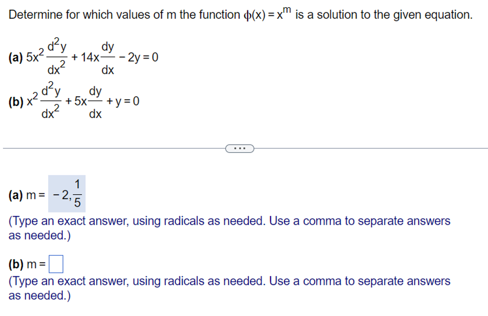 Solved Determine for which values of m ﻿the function φ(x)=xm | Chegg.com