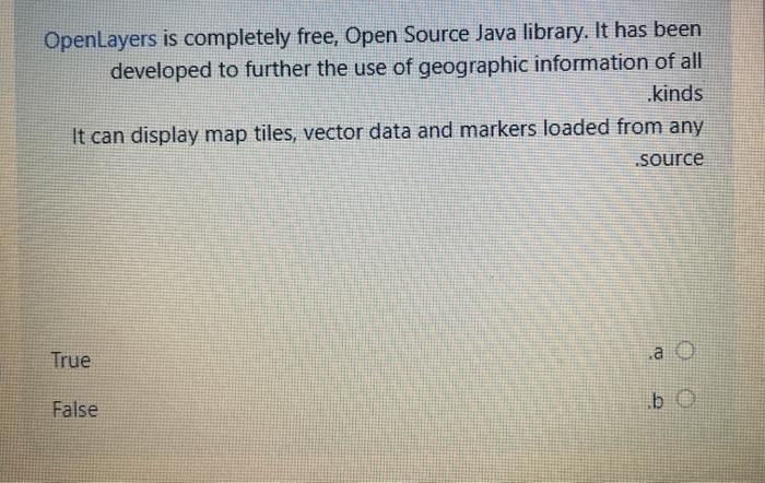 Solved OpenLayers is completely free, Open Source Java | Chegg.com