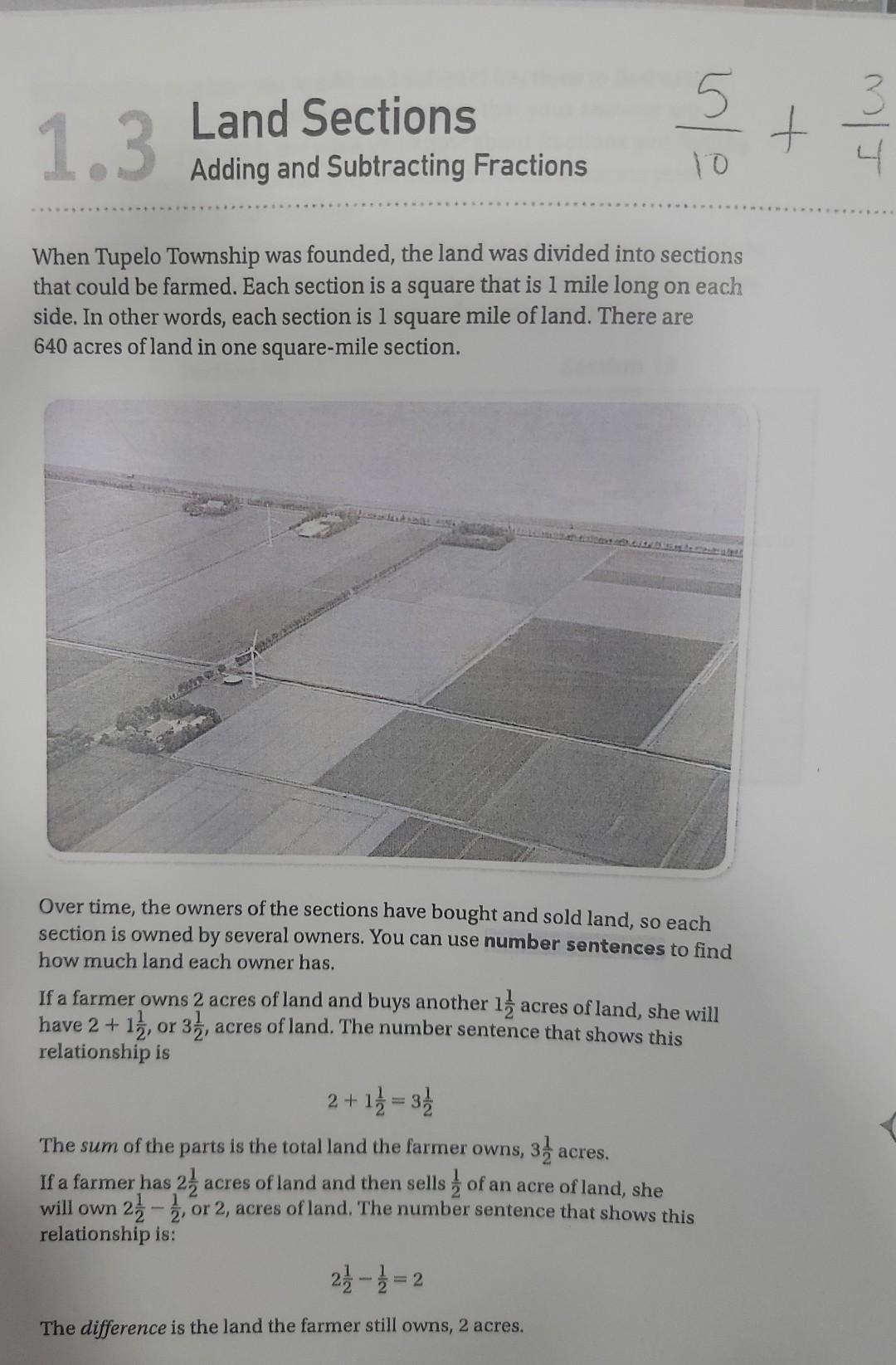 Solved 1.3 Land Sections Adding and Subtracting Fractions | Chegg.com