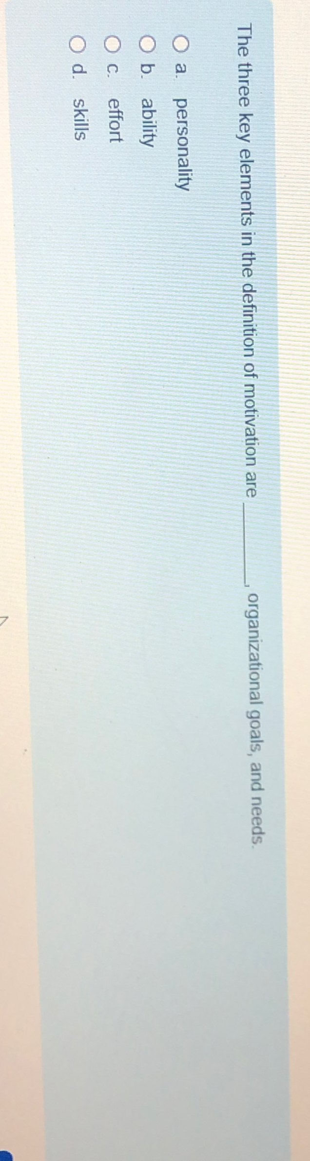 Solved The three key elements in the definition of | Chegg.com