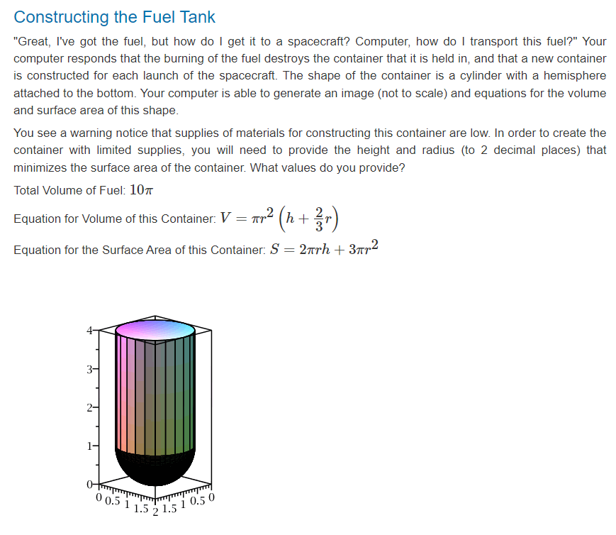 Solved Constructing the Fuel Tank"Great, I've got the fuel, | Chegg.com