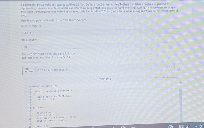Solved A pedometer treats walking step as walung 25 feet | Chegg.com
