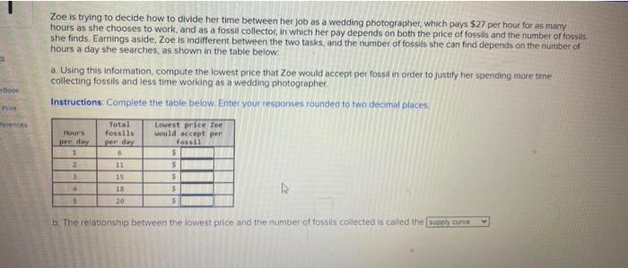 Solved Zoe is trying to decide how to divide her time | Chegg.com