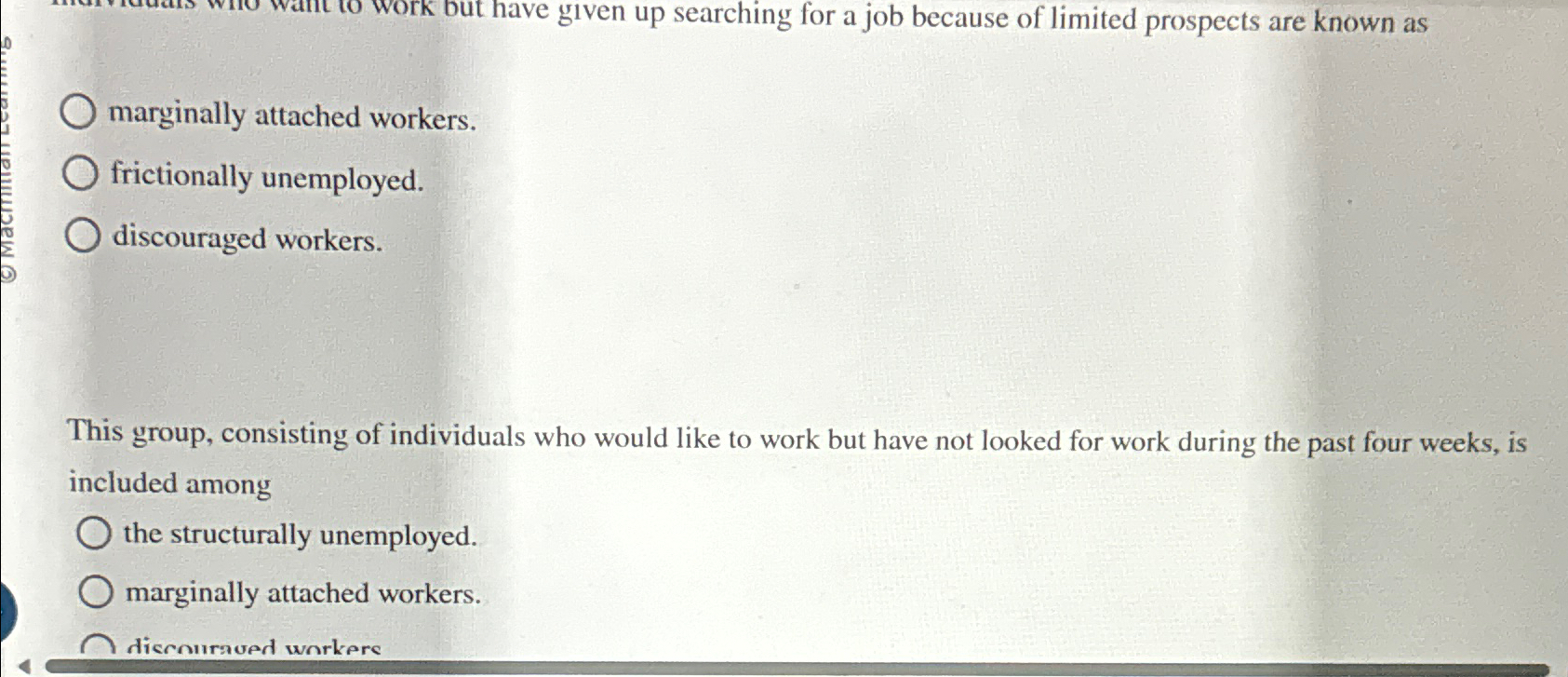 Solved marginally attached workers.frictionally | Chegg.com