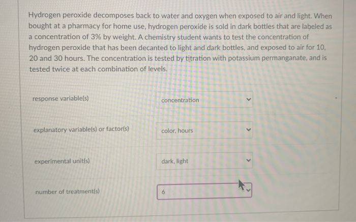 Solved Hydrogen peroxide decomposes back to water and oxygen | Chegg.com