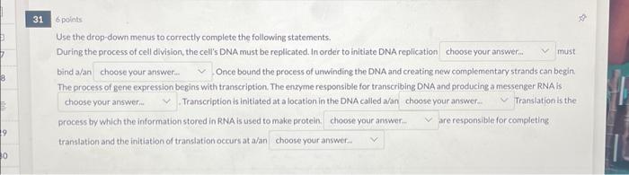 Solved Use the drop-down menus to correctly complete the | Chegg.com