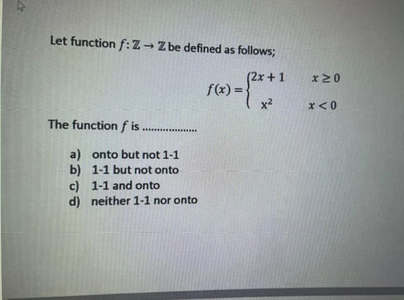 Solved Let function f:Z→Z ﻿be defined as | Chegg.com