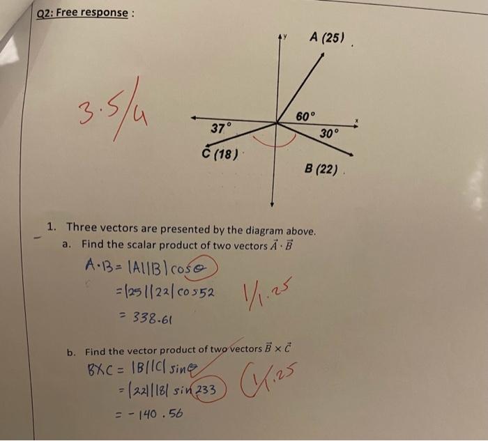 Solved Q2: Free response: 1. Three vectors are presented by | Chegg.com
