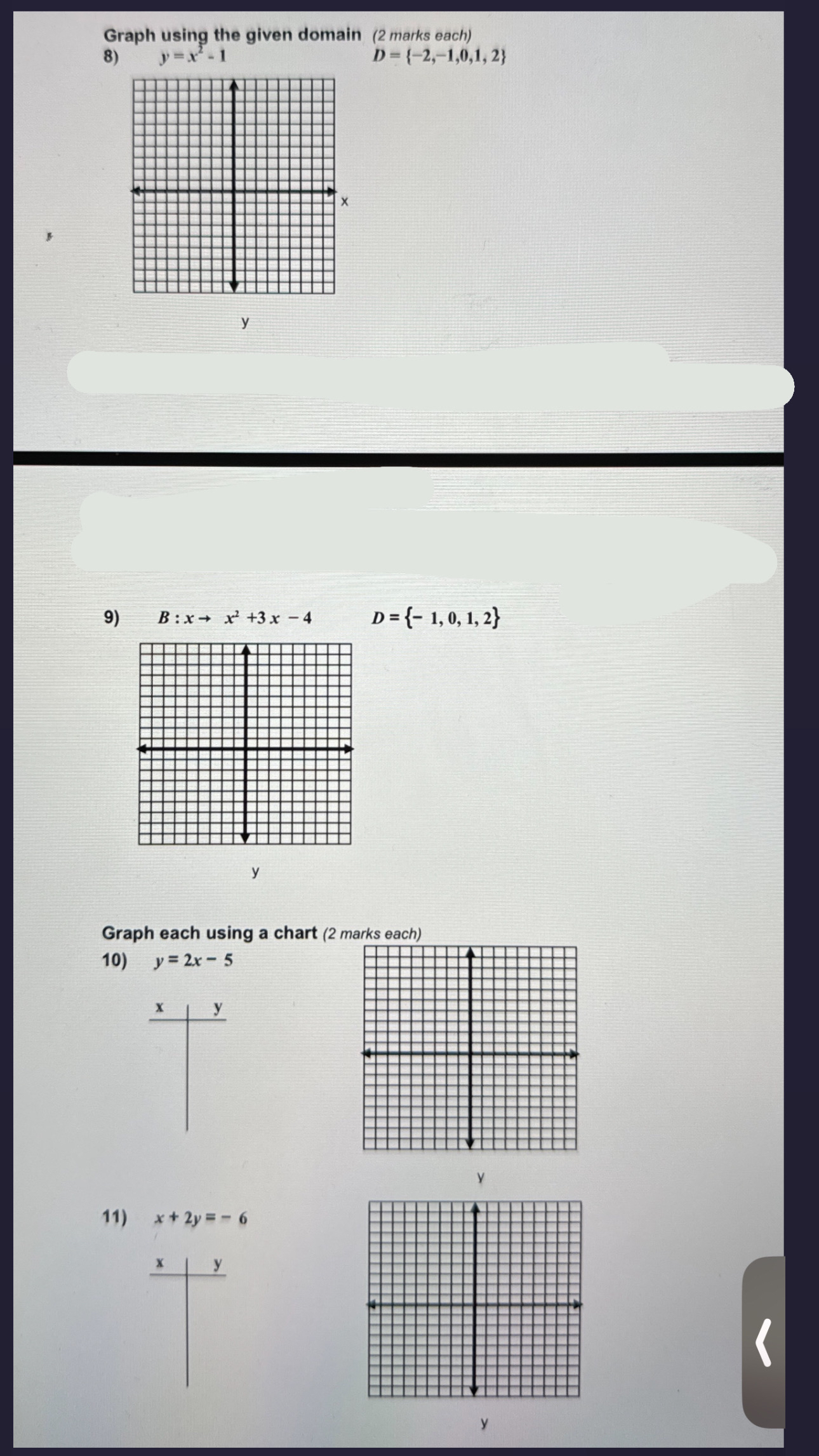 Solved Graph using the given domainy=x2-1(2 ﻿marks | Chegg.com