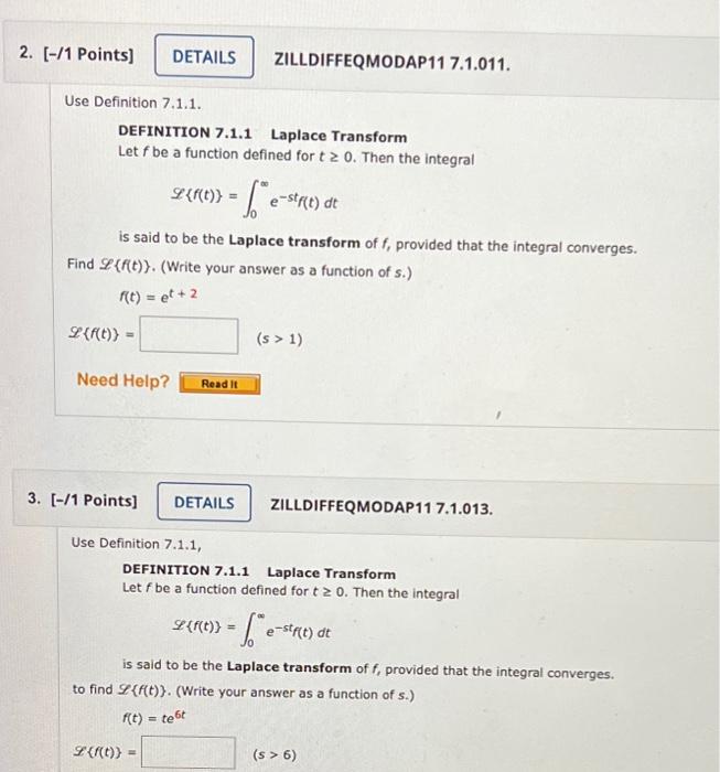 Solved 2. [-/1 Points] DETAILS Use Definition 7.1.1. | Chegg.com