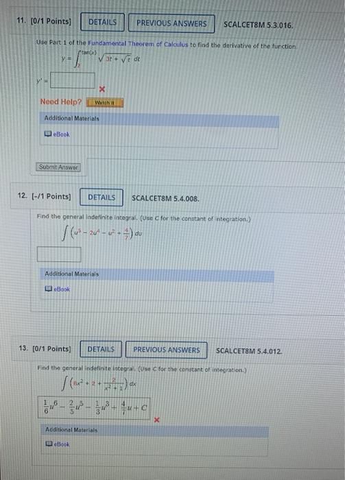 Solved 11. [0/1 Points) DETAILS PREVIOUS ANSWERS SCALCET8M | Chegg.com