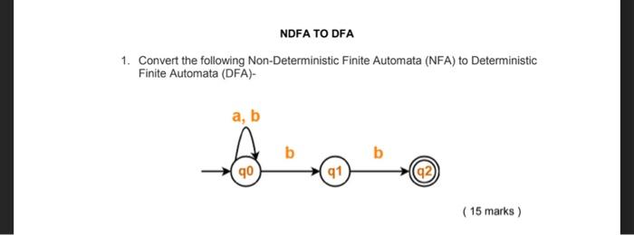 Solved NDFA TO DFA 1. Convert the following | Chegg.com
