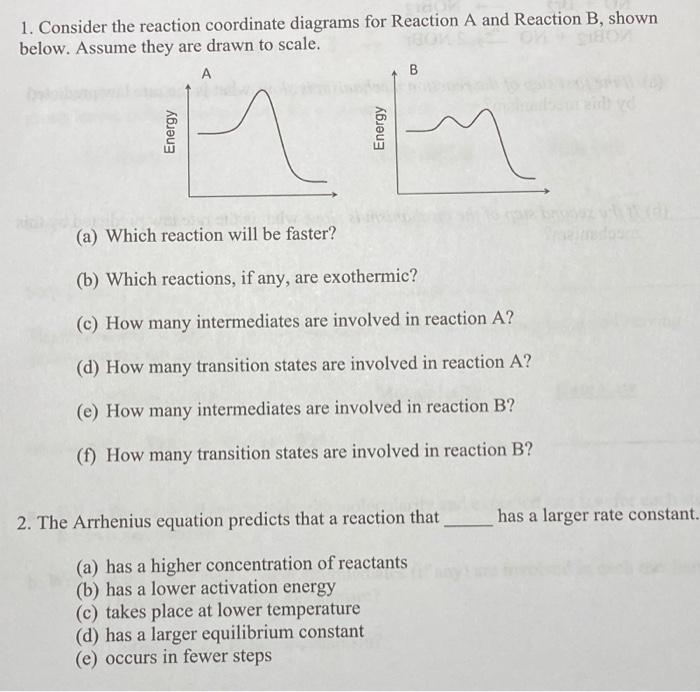 Solved 1. Consider the reaction coordinate diagrams for | Chegg.com