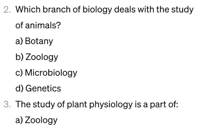 Solved biology: Which branch of biology deals with the study | Chegg.com