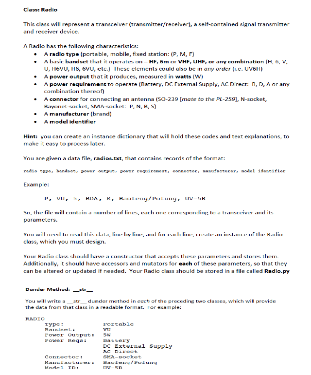 Solved radios.txt text file #radios.txt##comma-separated | Chegg.com