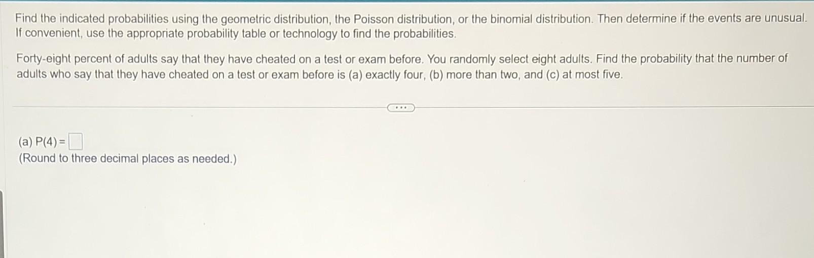 Solved Find the indicated probabilities using the geometric | Chegg.com