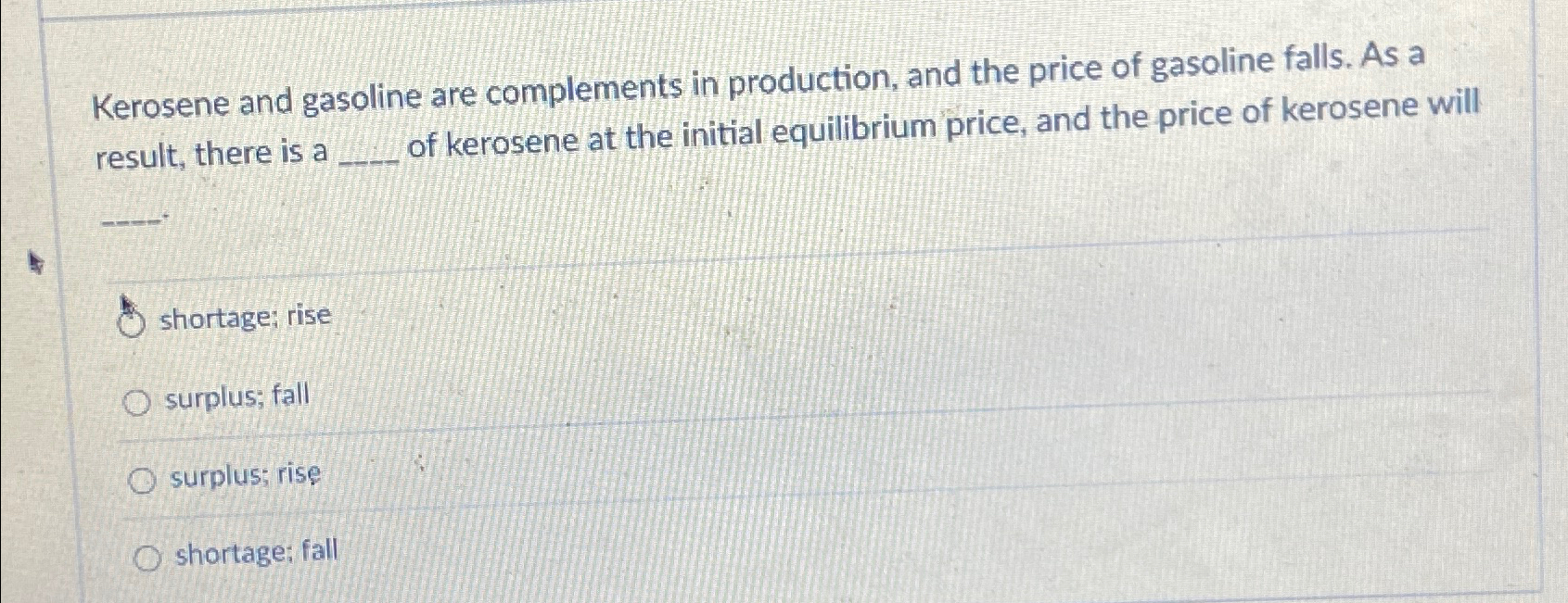 Solved Kerosene and gasoline are complements in production, | Chegg.com