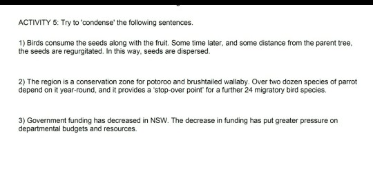 Solved ACTIVITY 5: Try to condense the following sentences. | Chegg.com