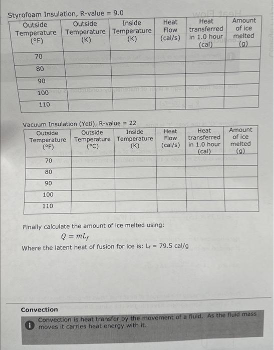 Finally calculate the amount of ice melted using: | Chegg.com
