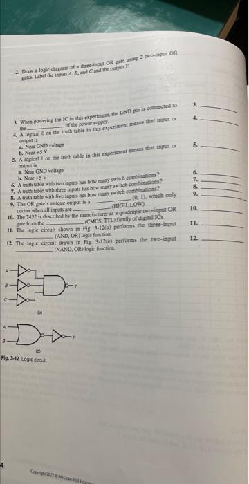 Solved 2. Draw a loge diptam of a three-input ok pate ueiat | Chegg.com