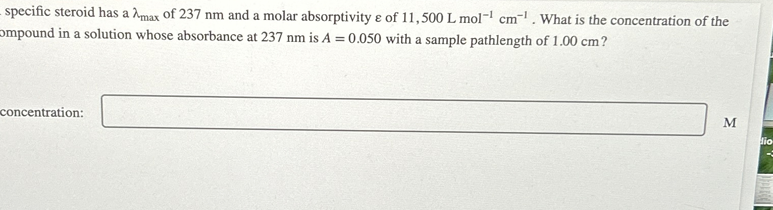 Solved specific steroid has a \\\\lambda _(max) of 237nm and | Chegg.com