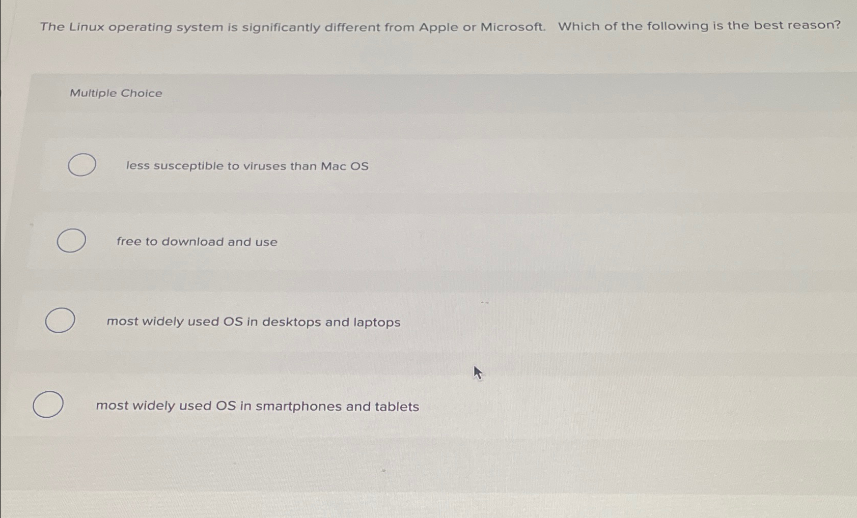 Solved The Linux operating system is significantly different | Chegg.com