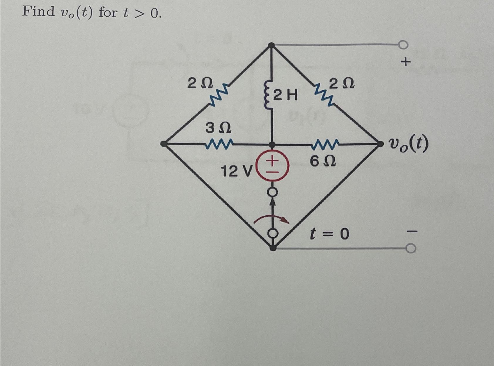 Solved Find vo(t) ﻿for t>0 | Chegg.com