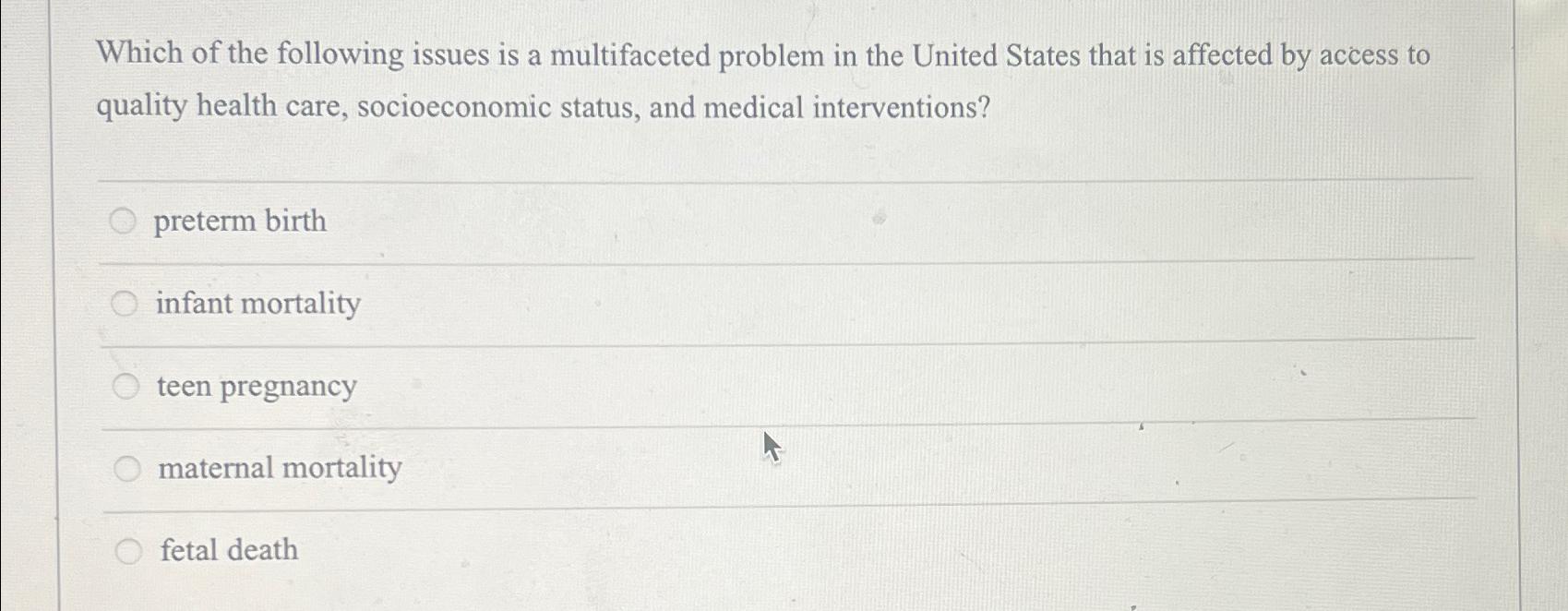 Solved Which of the following issues is a multifaceted | Chegg.com