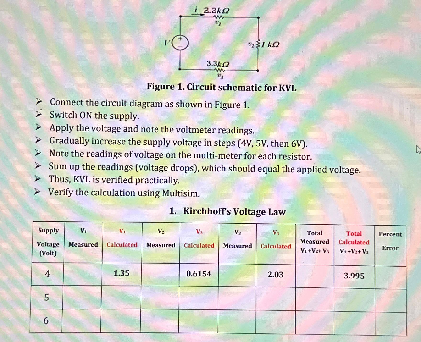Solved Figure 1. ﻿Circuit schematic for KVL> ﻿Connect the | Chegg.com