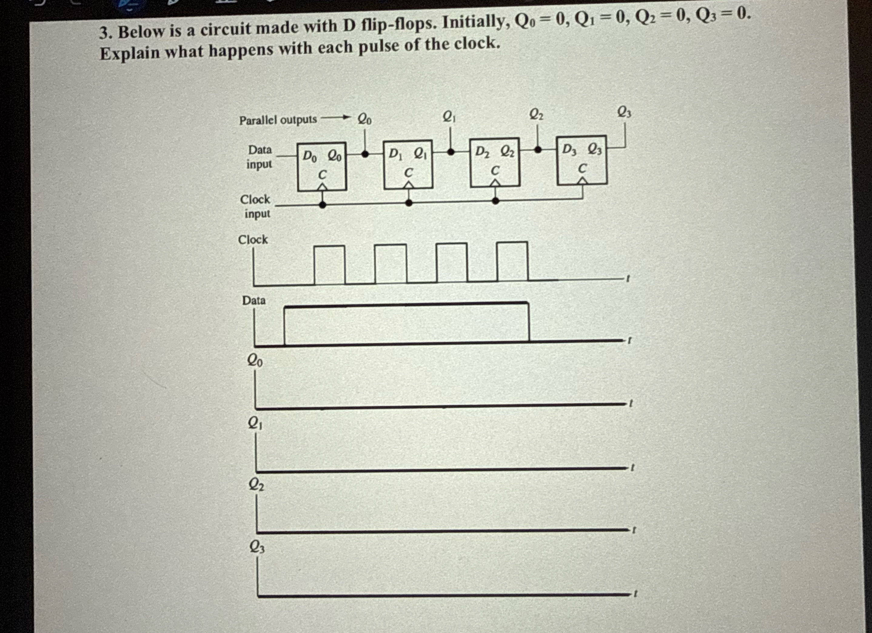 Solved Below is a circuit made with D ﻿flip-flops. | Chegg.com