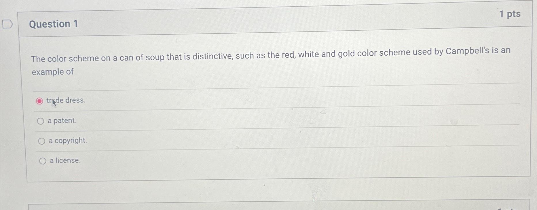 Question 11 ﻿ptsThe color scheme on a can of soup | Chegg.com