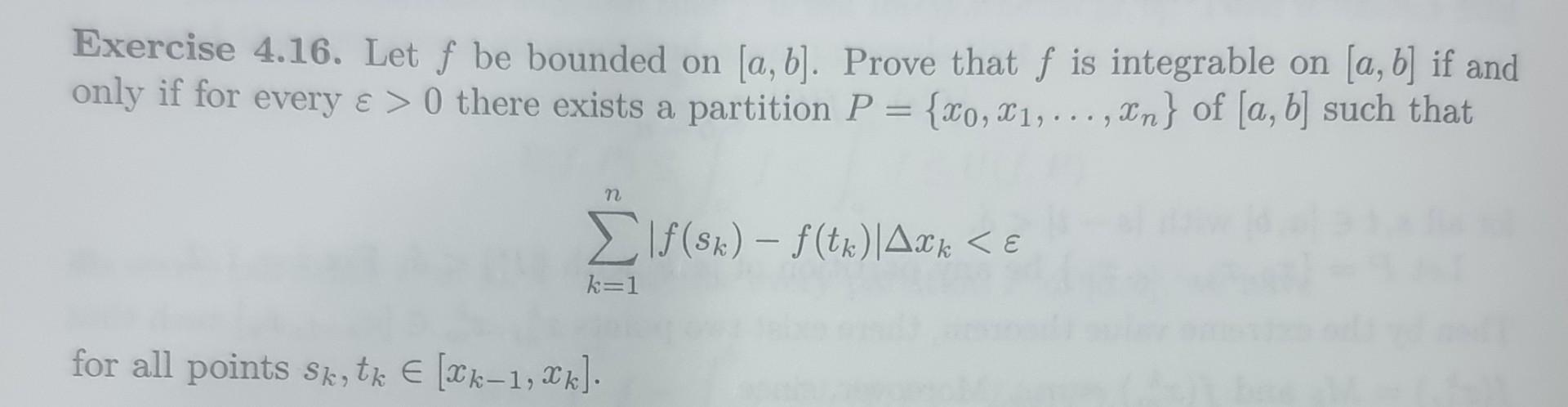 Solved Exercise 4.16. Let f be bounded on [a,b]. Prove that | Chegg.com