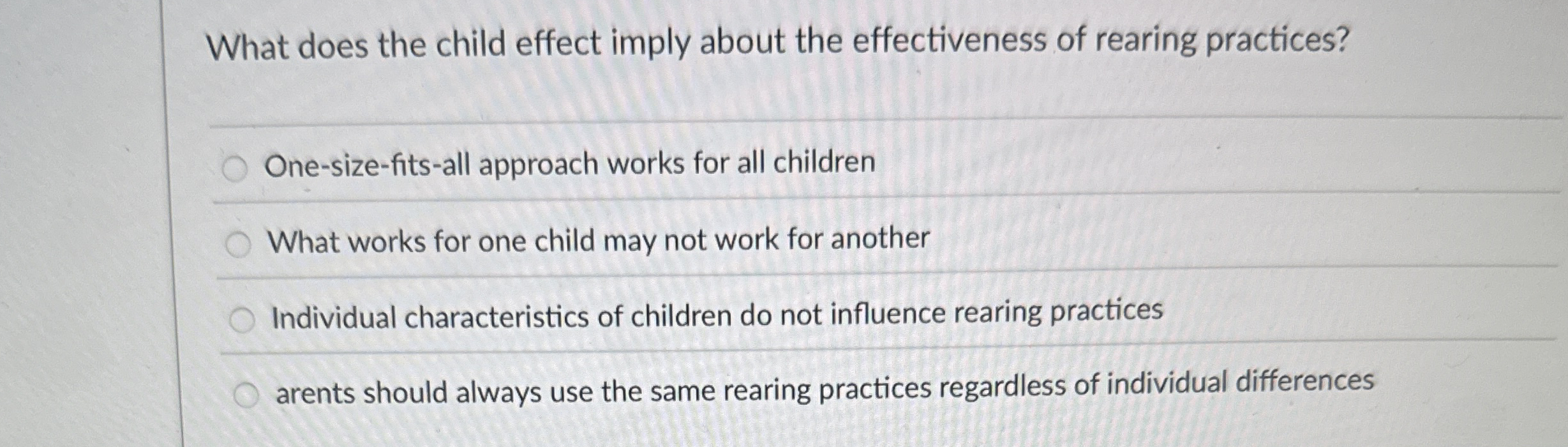 Solved What does the child effect imply about the | Chegg.com